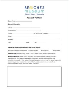 Research Visit Form - Beaches Museum